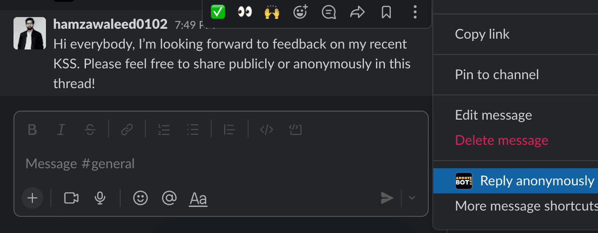 Anony Botter - Send anonymous messages on Slack